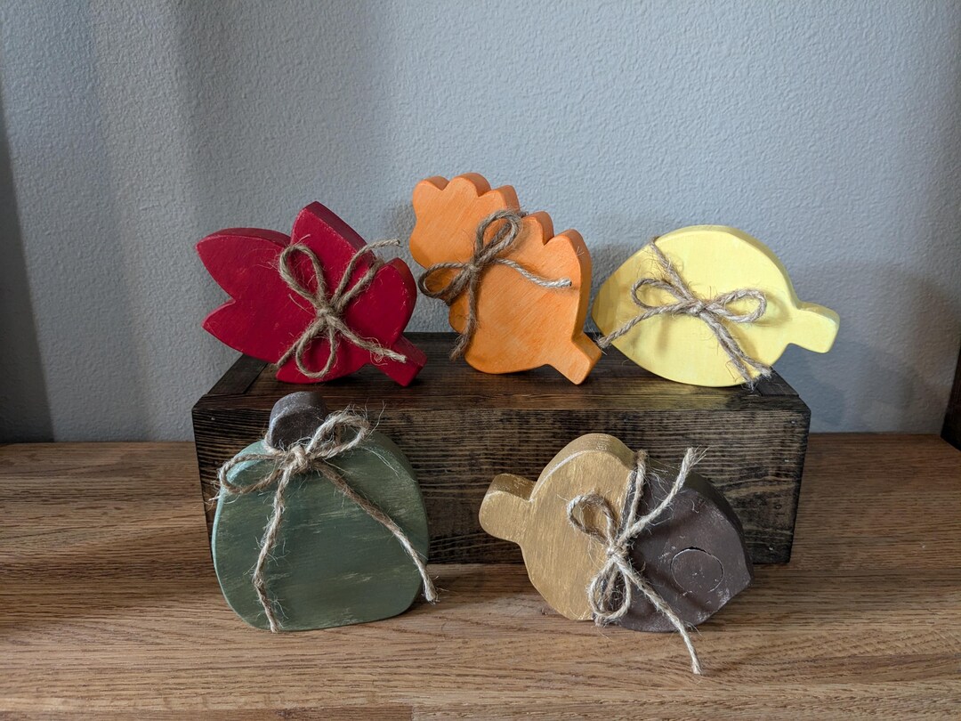 Rustic Wood Fall Leaves and Pumpkin Decor, Farmhouse Autumn Tiered Tray ...