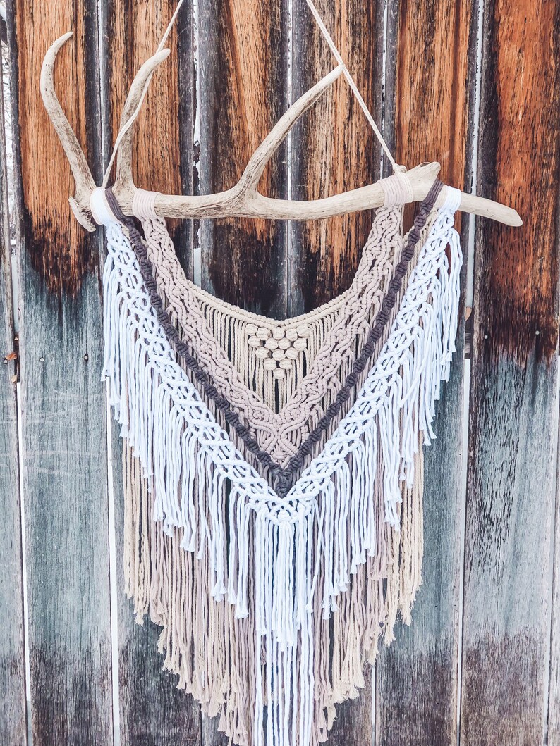 Naturally Shed Elk Antler Macrame Wall Hanging - Etsy