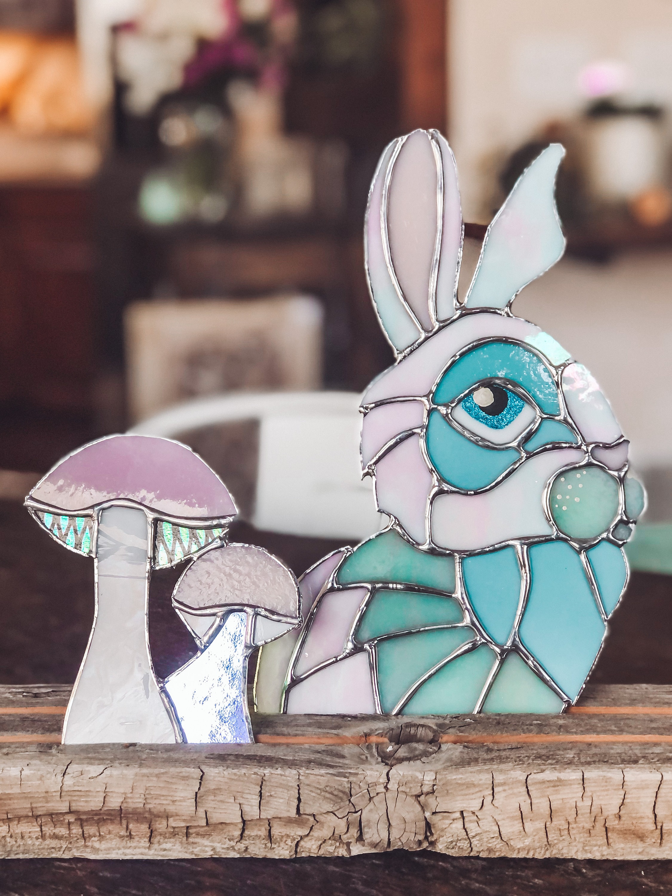 White Rabbit Stained Glass/ Bunny Stained Glass - Etsy