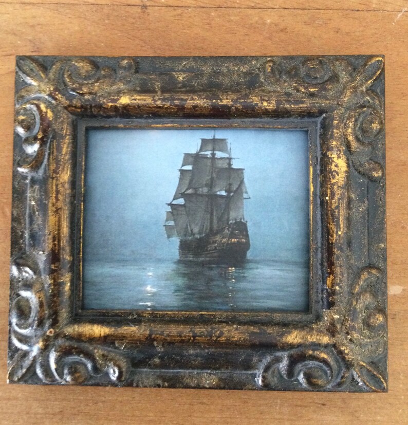 HAND PAINTED MINIATURE on a Canvas Print of Ship - Etsy