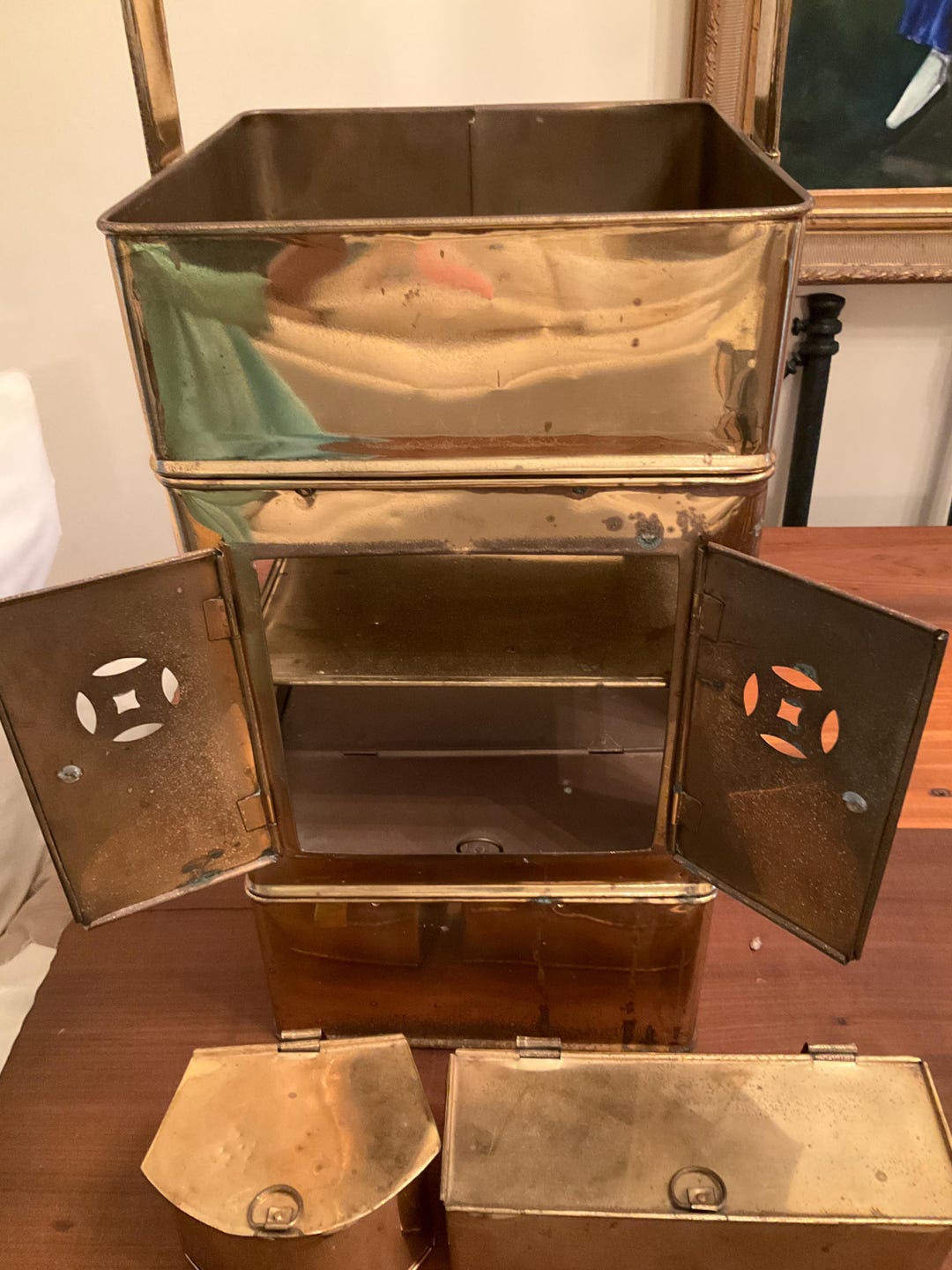 Vintage BRASS Food Vendor Display With Handle With 2 Brass Boxes and ...