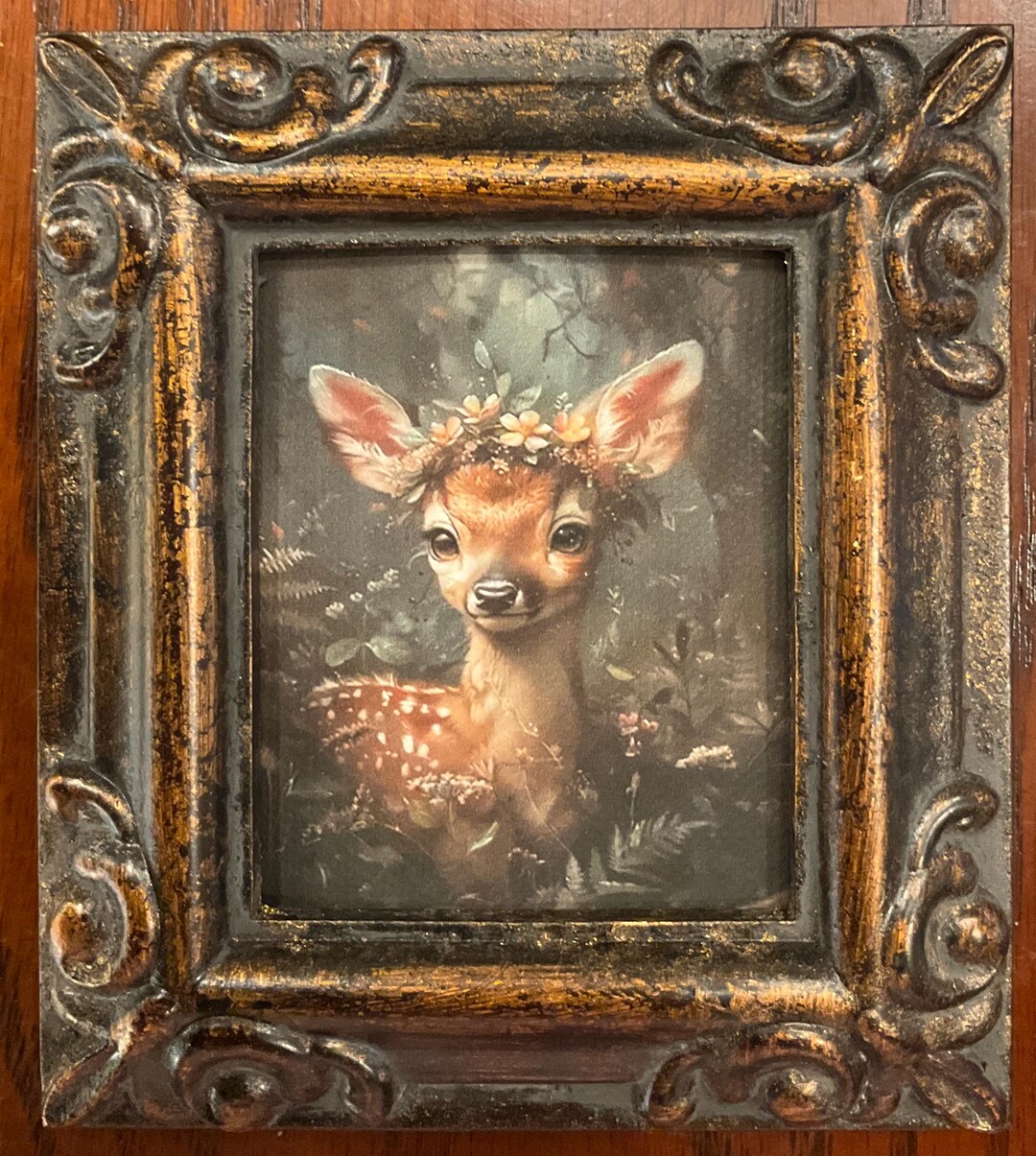HAND PAINTED MINIATURE on a Canvas Giclee of Baby Fawn/ Frame - Etsy