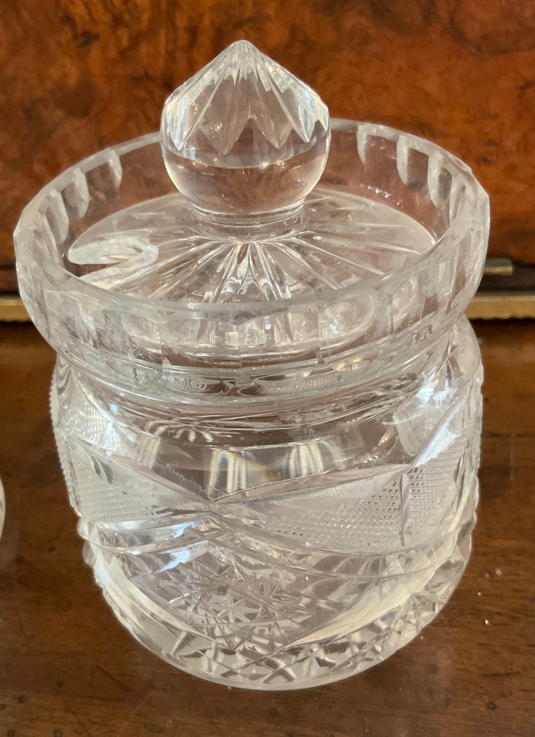 VINTAGE CUT Glass JELLY Dish With Lid. Very Old but in Great Condition ...