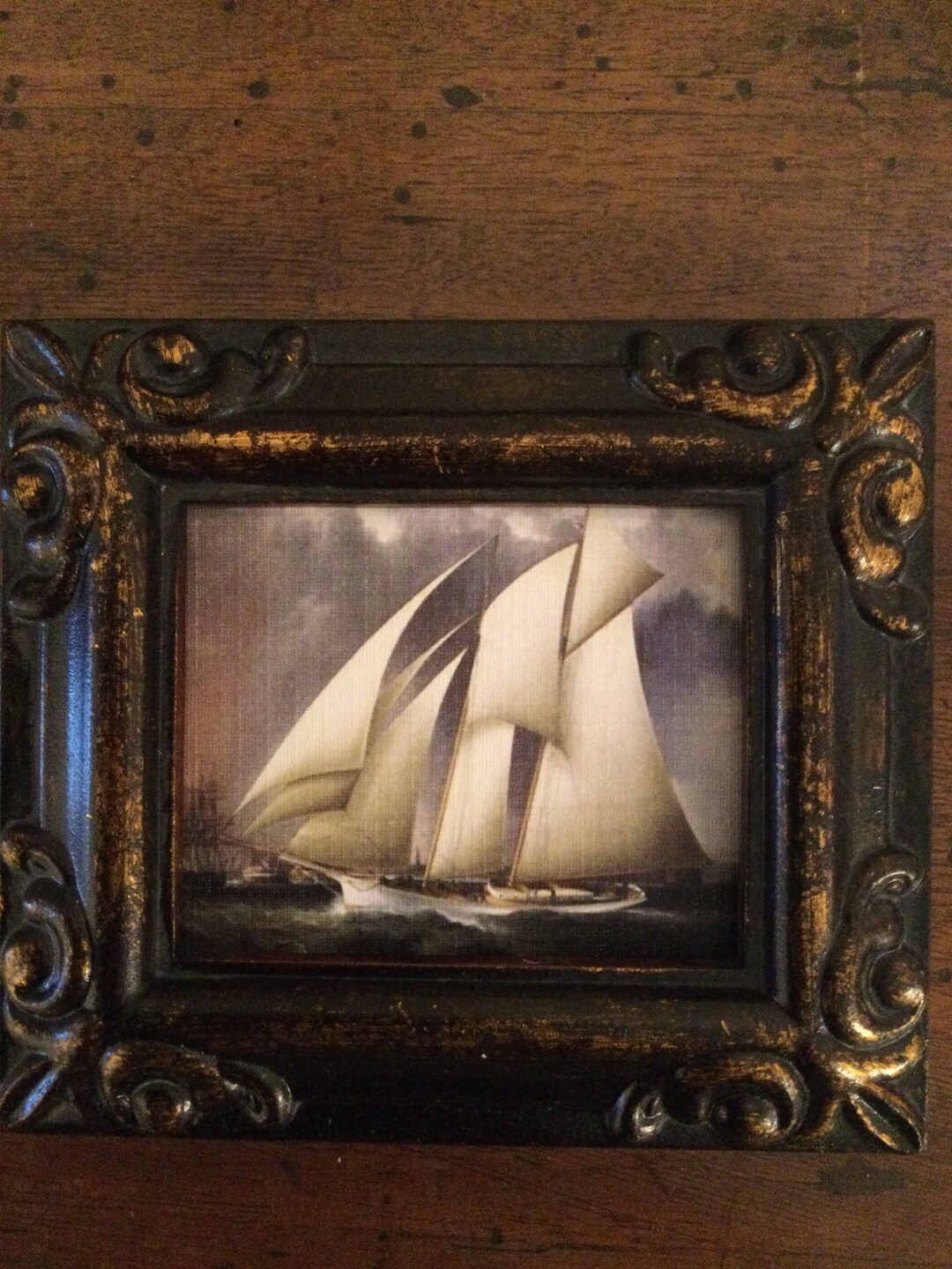 HAND PAINTED MINIATURE on a Canvas Print of Vintage Painting of Large ...