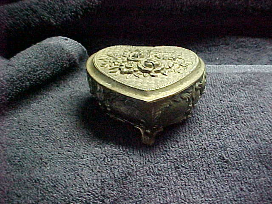 Metal Heart Shaped Trinket Box With Hinged Lid - Etsy