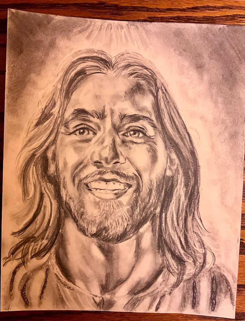 Face of Jesus Christ Portrait Original Graphite Pencil Drawing 8x10 ...