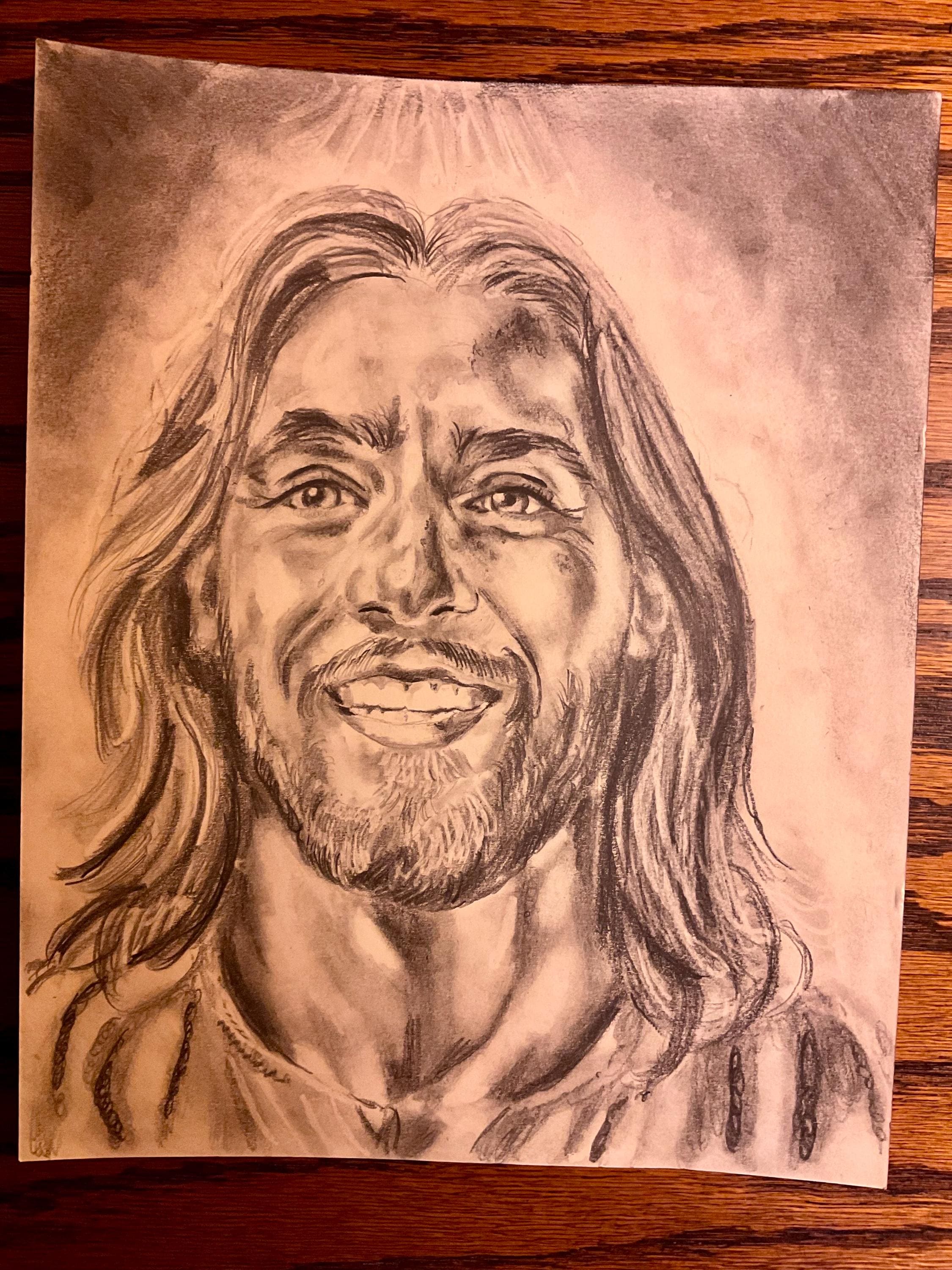 Face of Jesus Christ Portrait Original Graphite Pencil Drawing 8x10 ...
