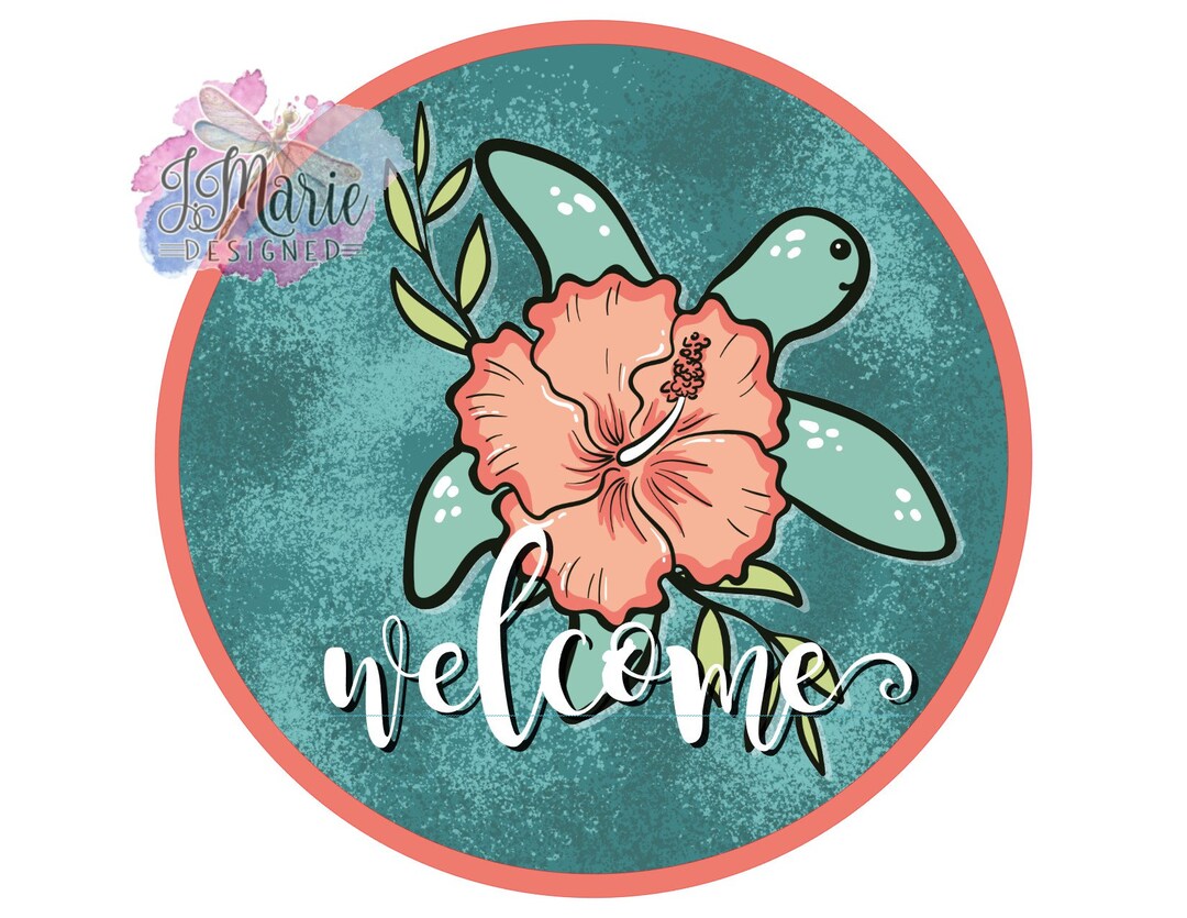 Sea Turtle Welcome Sign Beach Sign 8 or 12 - Etsy