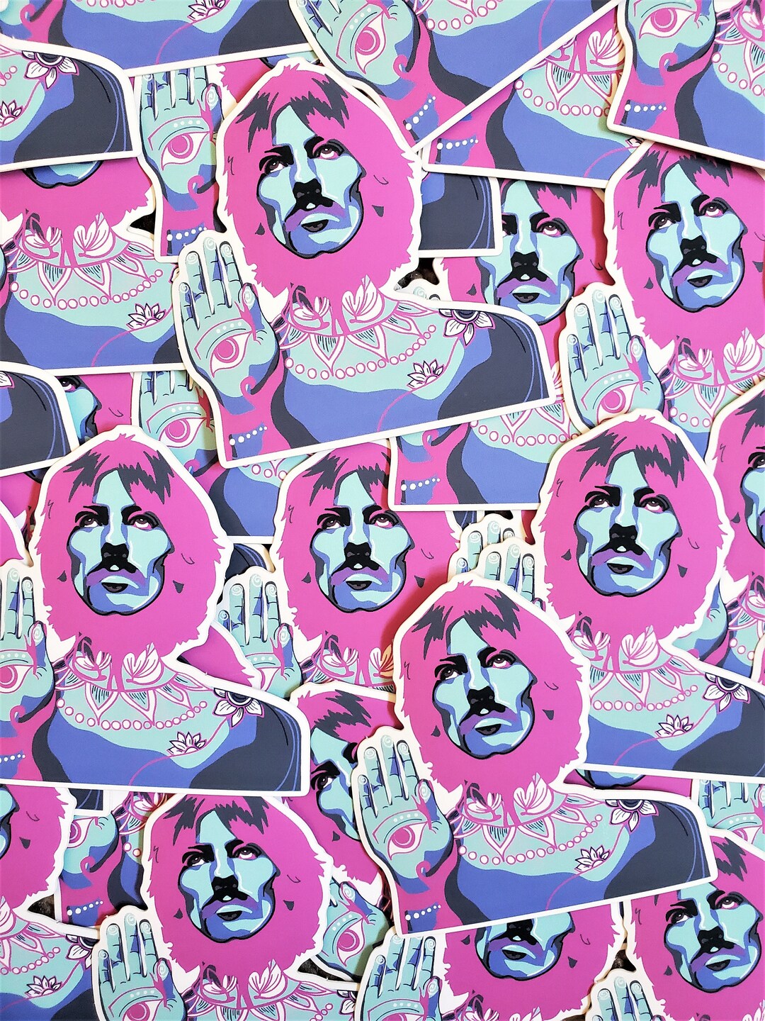 3 In. George Harrison Sticker Pink and Blue Matte Vinyl - Etsy