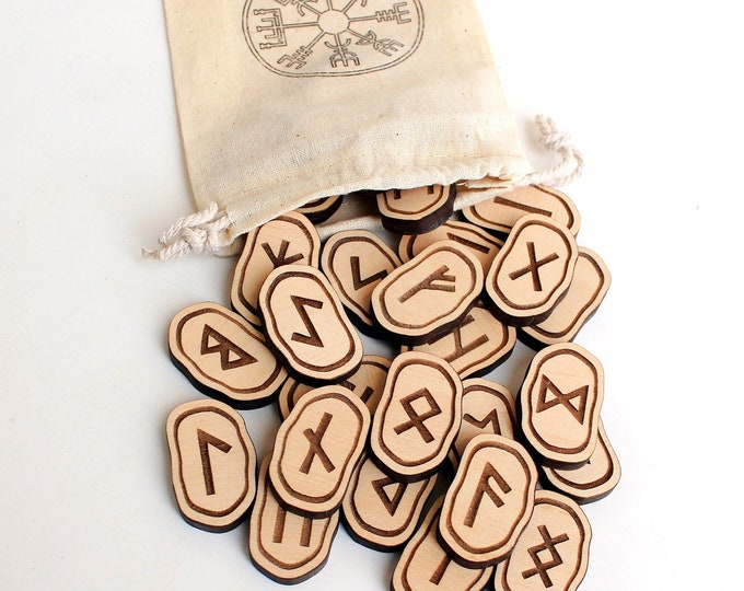 Elder Futhark Runes Set 25 Blank 35mm, Runes for Divination, Nordic Runes, Magical Runes, Wicca ...