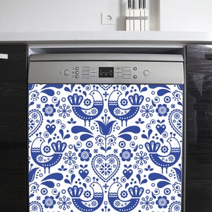 The Scandia Collection - Folk Art Partridge Pattern Magnetic Dishwasher ...