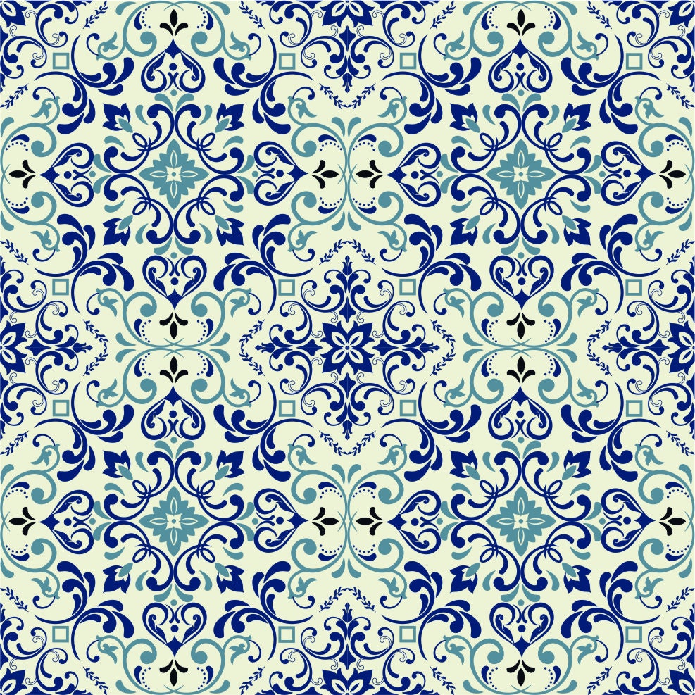 Moroccan Tile-inspired Beautiful Blue Floral Magnetic - Etsy