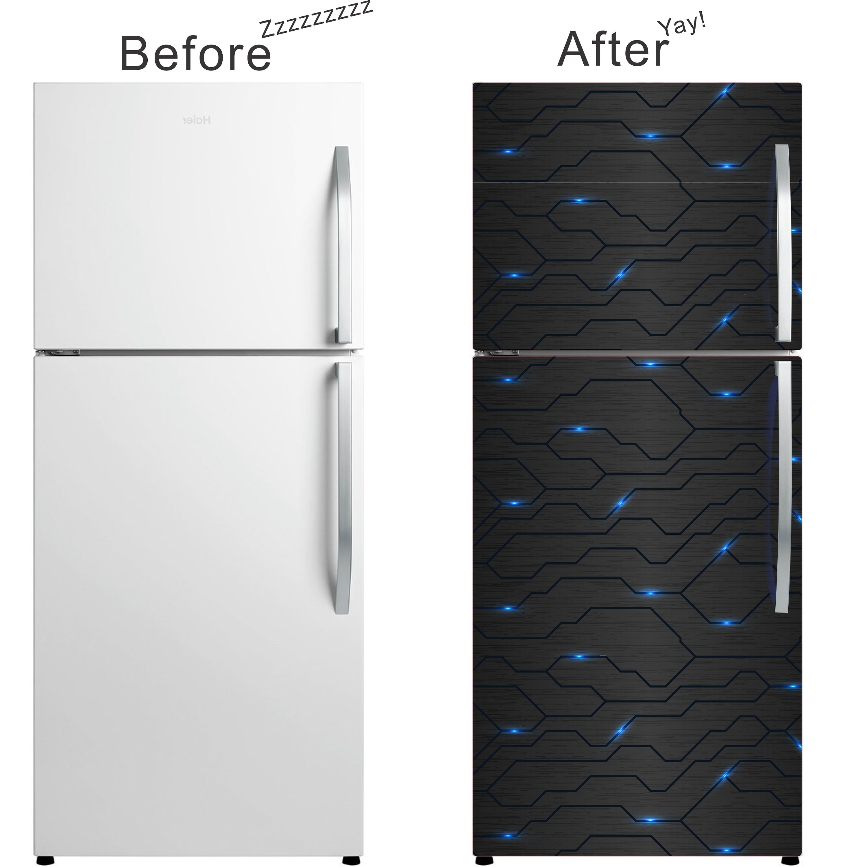 Wicked Cool Black & Blue Steel-look Magnetic Fridge Skin - Part of Our ...