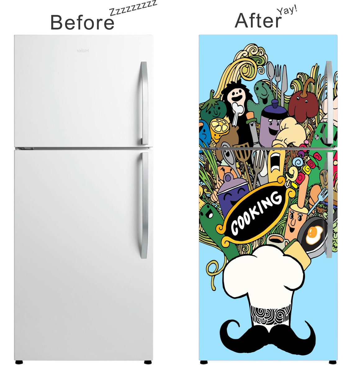 Funky Cool Fridge Skin Give Your Old Refrigerator a Face - Etsy