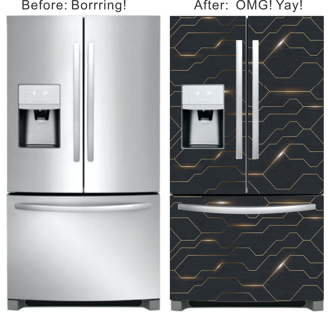 The Future is Now! Techno Circuit Black & Gold Magnetic Fridge Skin ...