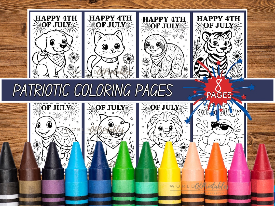 4th of July Coloring Pages for Kids – Patriotic Animal Printable – 8 ...