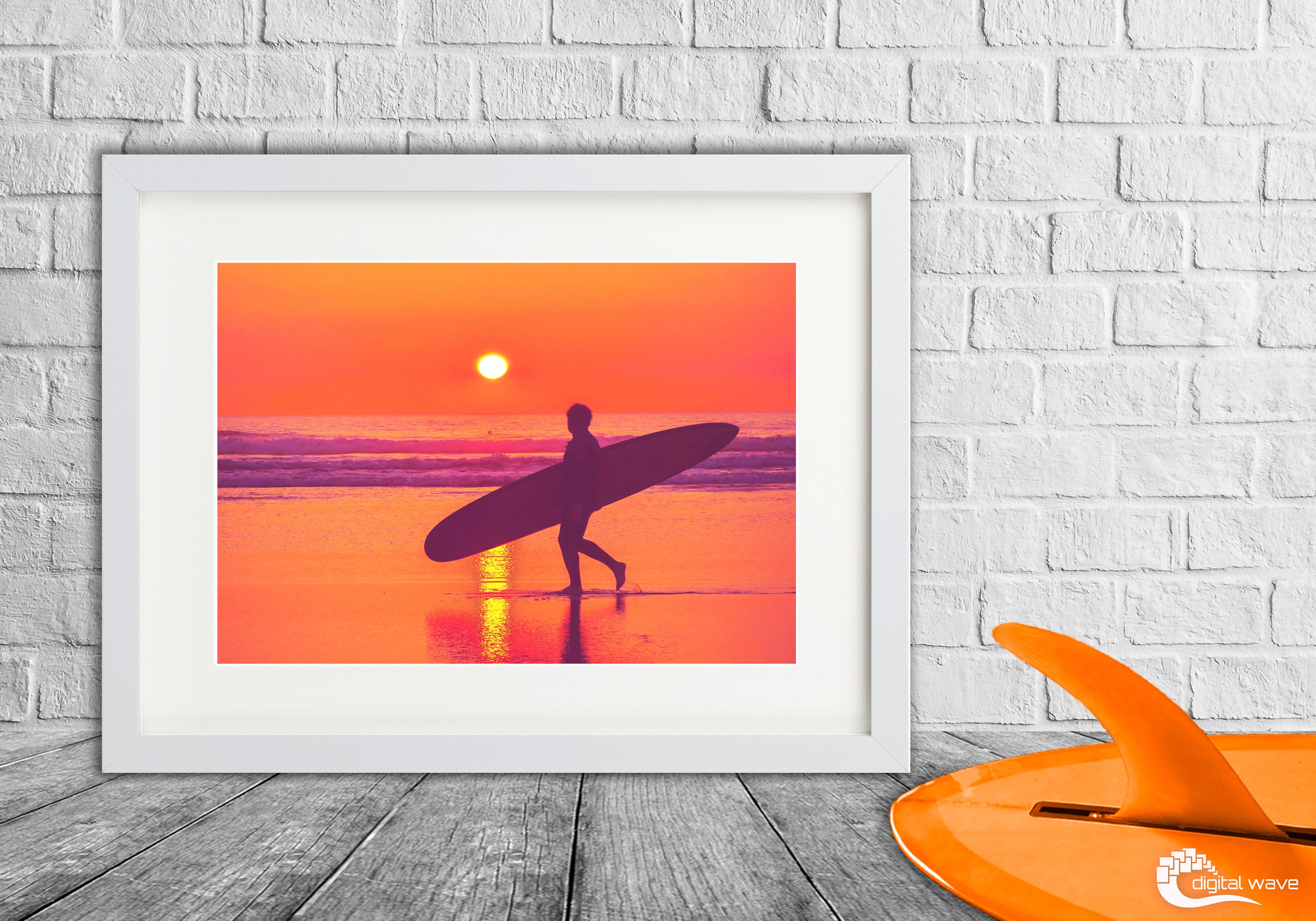 Sunset Surfer Print, Framed Print, A3 Print, Ocean Print, Beach Print ...