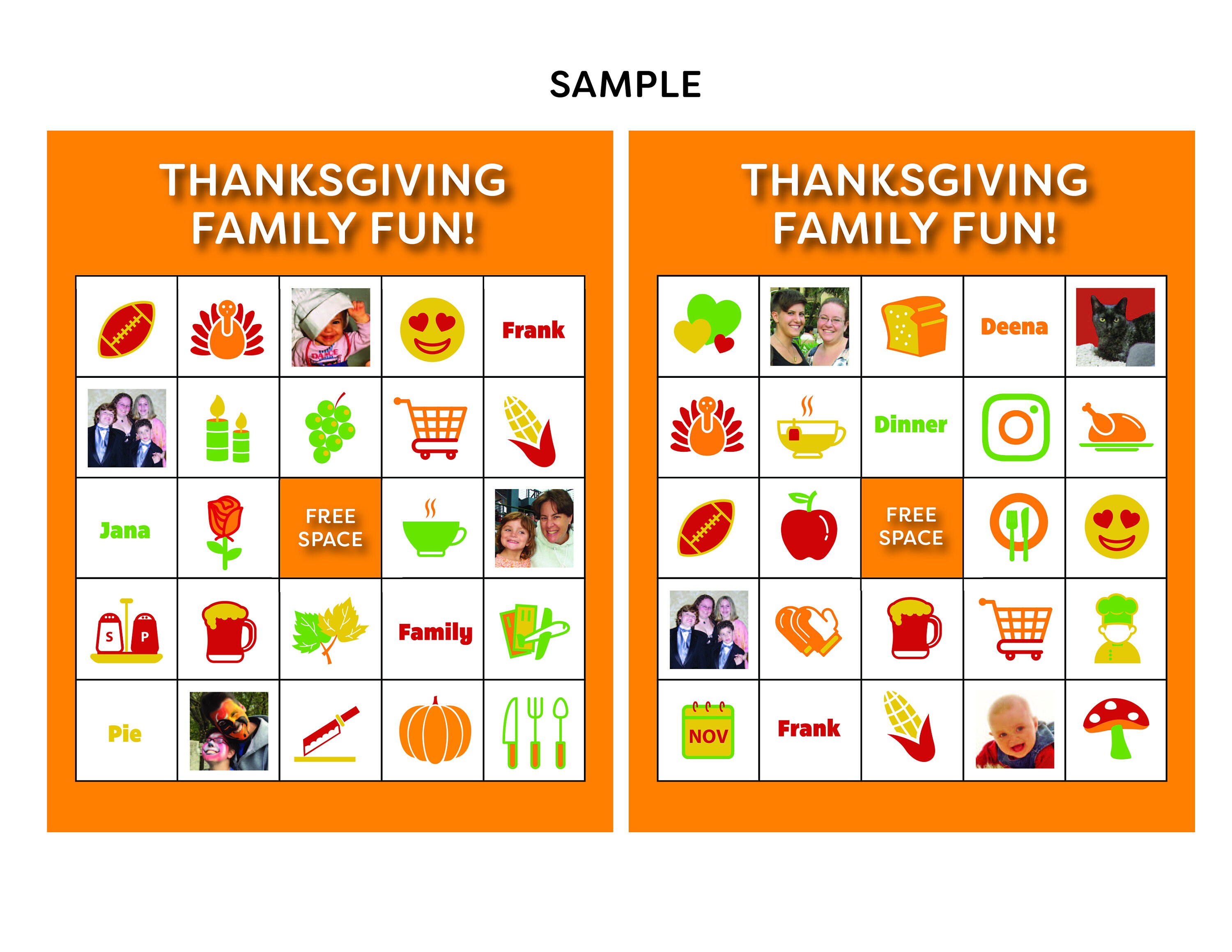Custom Thanksgiving Bingo (with Your Photos) - Etsy