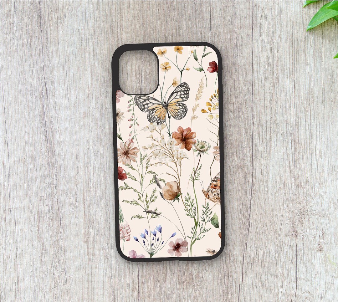 Spring Flowers With Butterflies Phone Case Floral Print Girly Trendy - Etsy