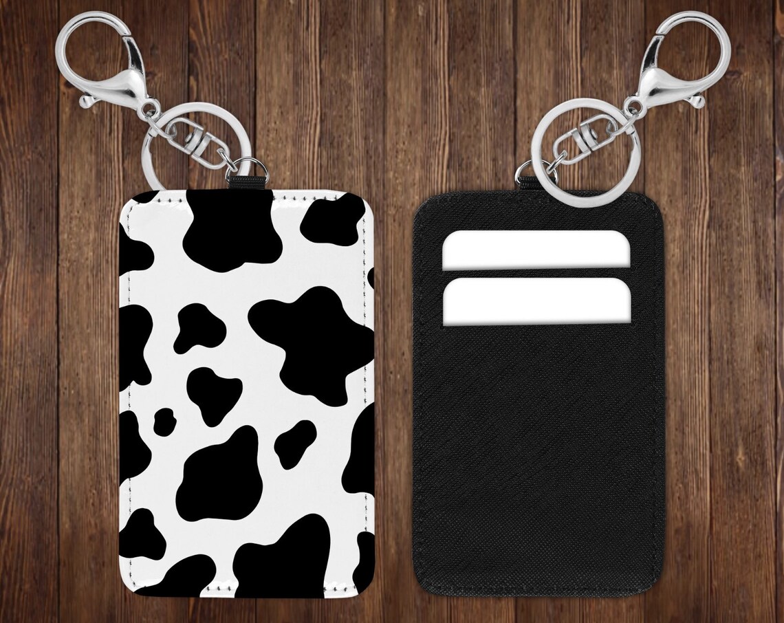 Cow Print Keychain Card Holder Keychain Wallet Western - Etsy