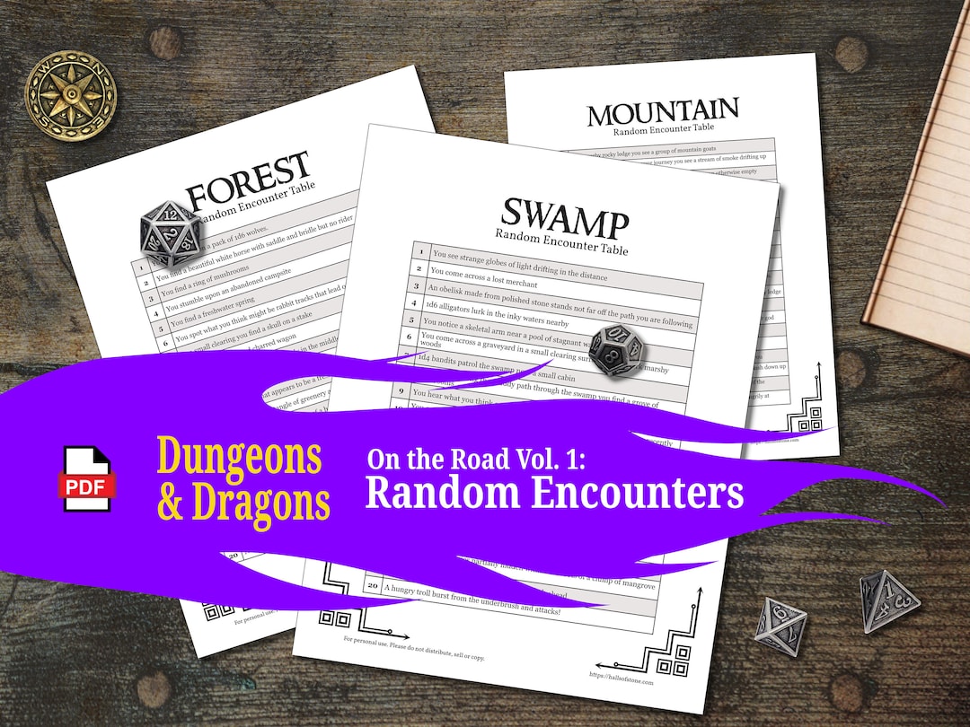 Dnd Random Encounter Tables, DM Tools for Dungeons and Dragons 5e - Etsy