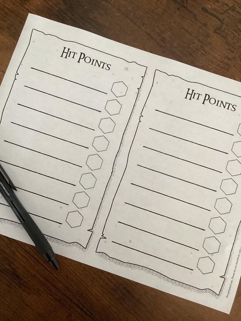 Dnd 5e Hit Point Tracker PDF for Dungeons & Dragons - Etsy