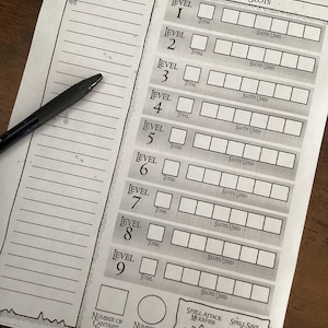 Dnd 5e Spell Tracker Printable for Dungeons & Dragons - Etsy