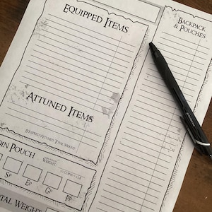 Dnd Inventory Tracker, DM Tools for Dungeons and Dragons 5e - Etsy