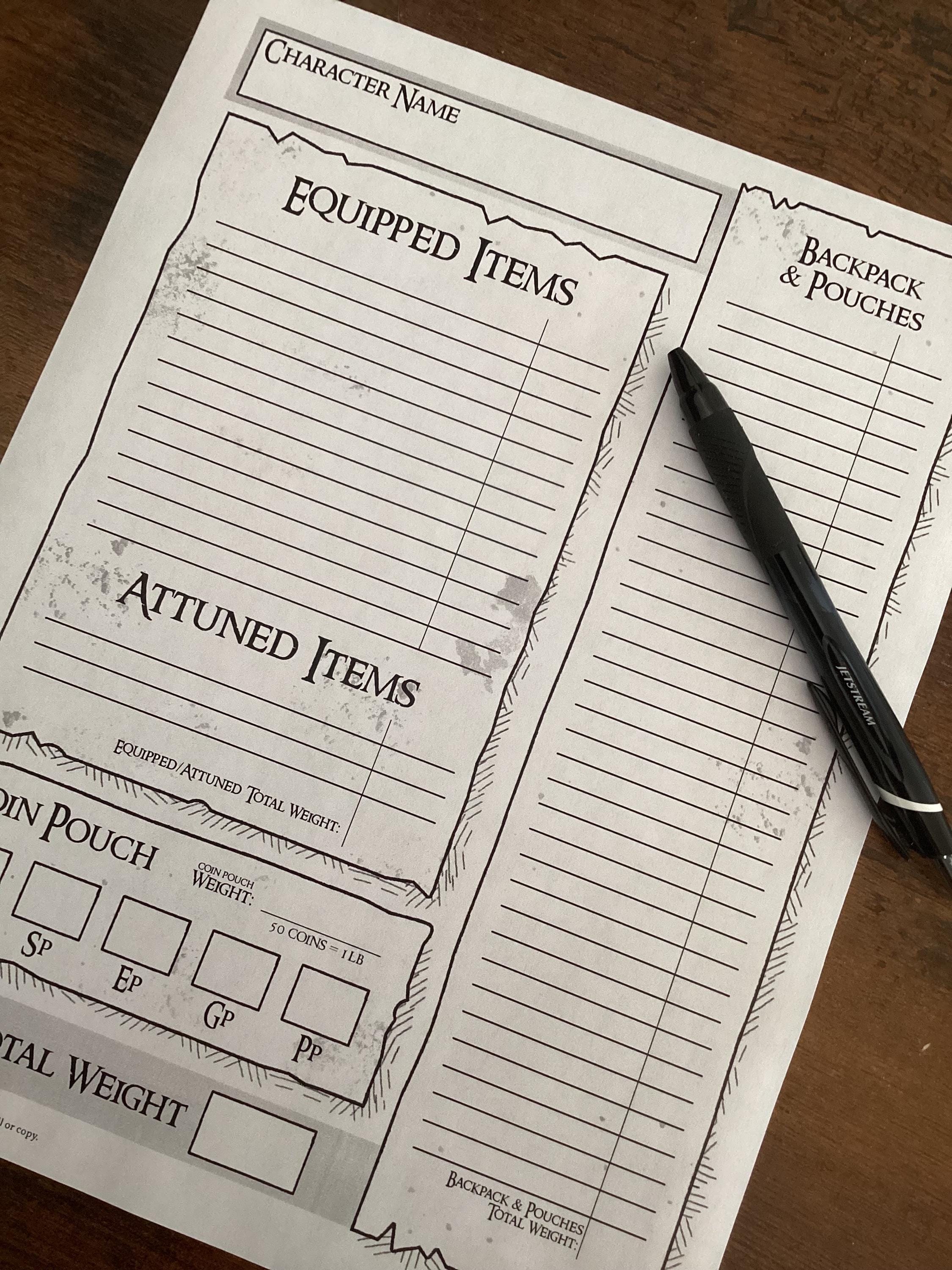 Dnd Inventory Tracker, DM Tools for Dungeons and Dragons 5e - Etsy