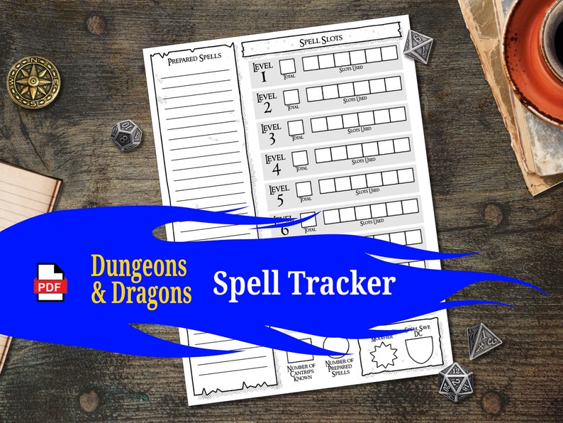Dnd 5e Spell Tracker Printable for Dungeons & Dragons - Etsy