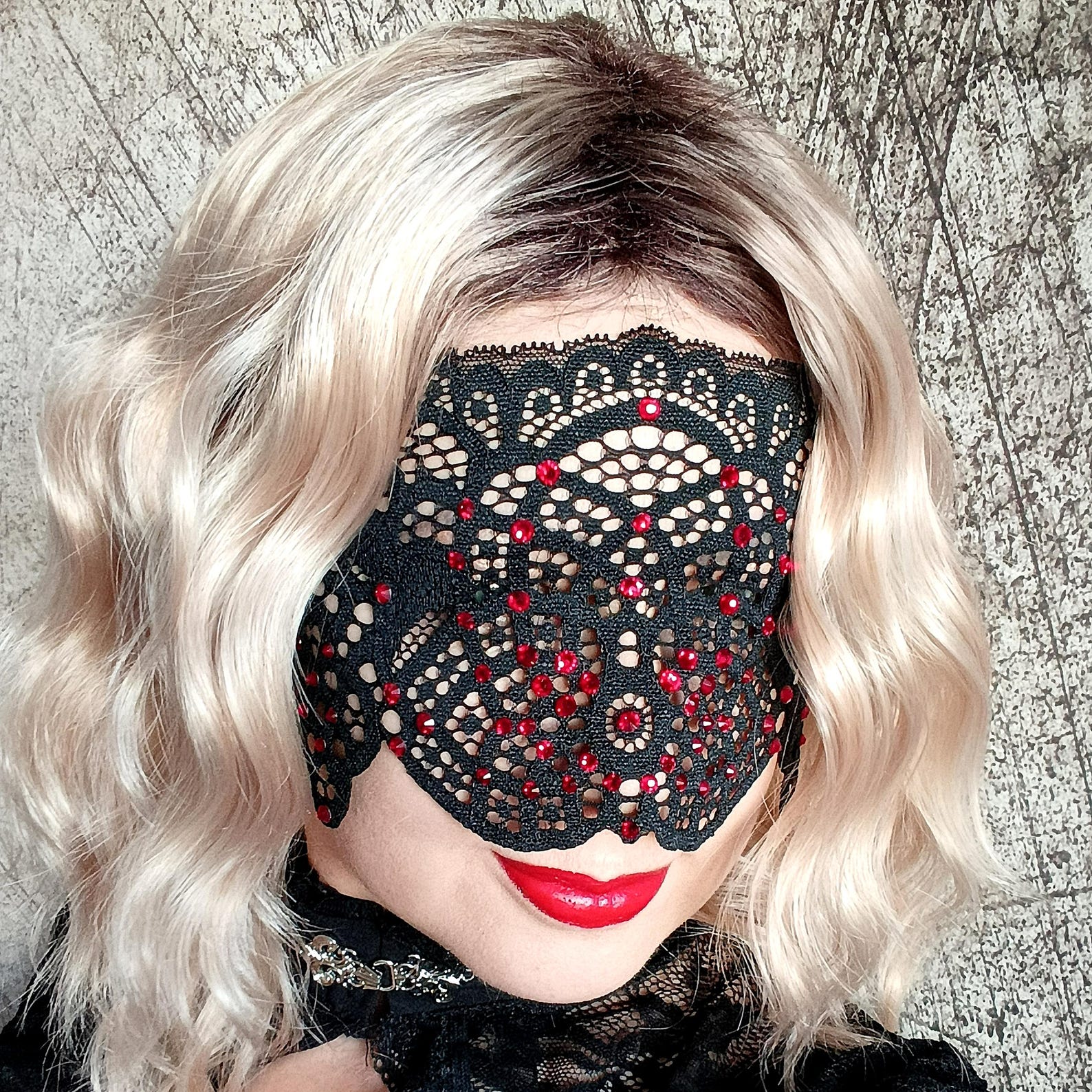 Black Lace Masquerade Mask with Red Rhinestones, Vampire Ball Mask ...