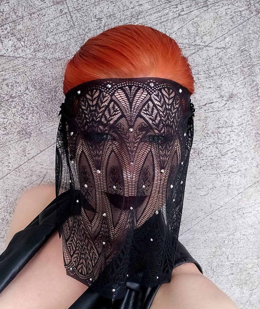 Black Lace Witch Veil, Dance Mask, Roleplay Veil Mask, Witch Festiwal ...