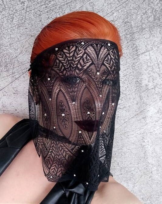 Black Lace Witch Veil, Dance Mask, Roleplay Veil Mask, Witch Festiwal ...
