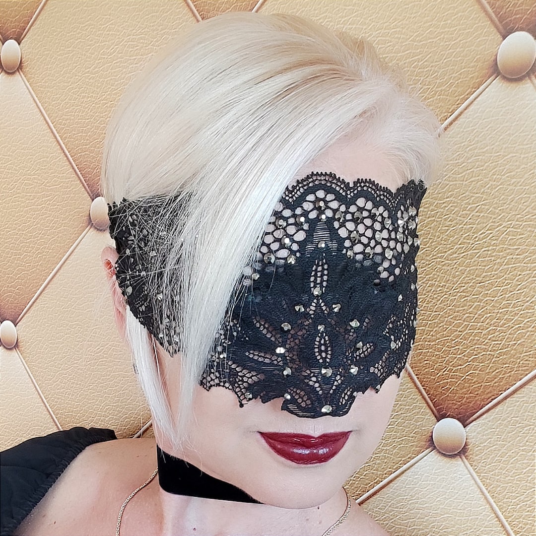 Black Lace Eye Mask, Lady's Mask, Bachelor Party Mask, Sheer Lace Mask ...