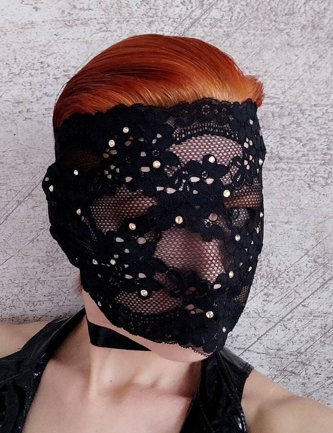 Black Lace Mask, Black Lace Masquerade Mask, Roleplay Mask, Full Mask ...