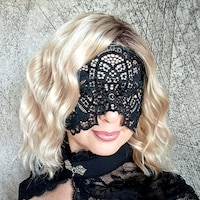 Half Face Veil Mask, Black Lace Eye Mask, See Through Mask, Masquerade ...
