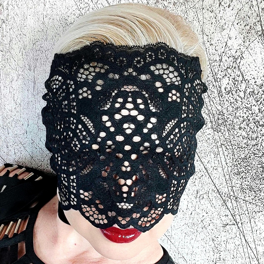 Black Lace Full Face Mask, Mysterious Mask, Unisex Mask, Masquerade ...