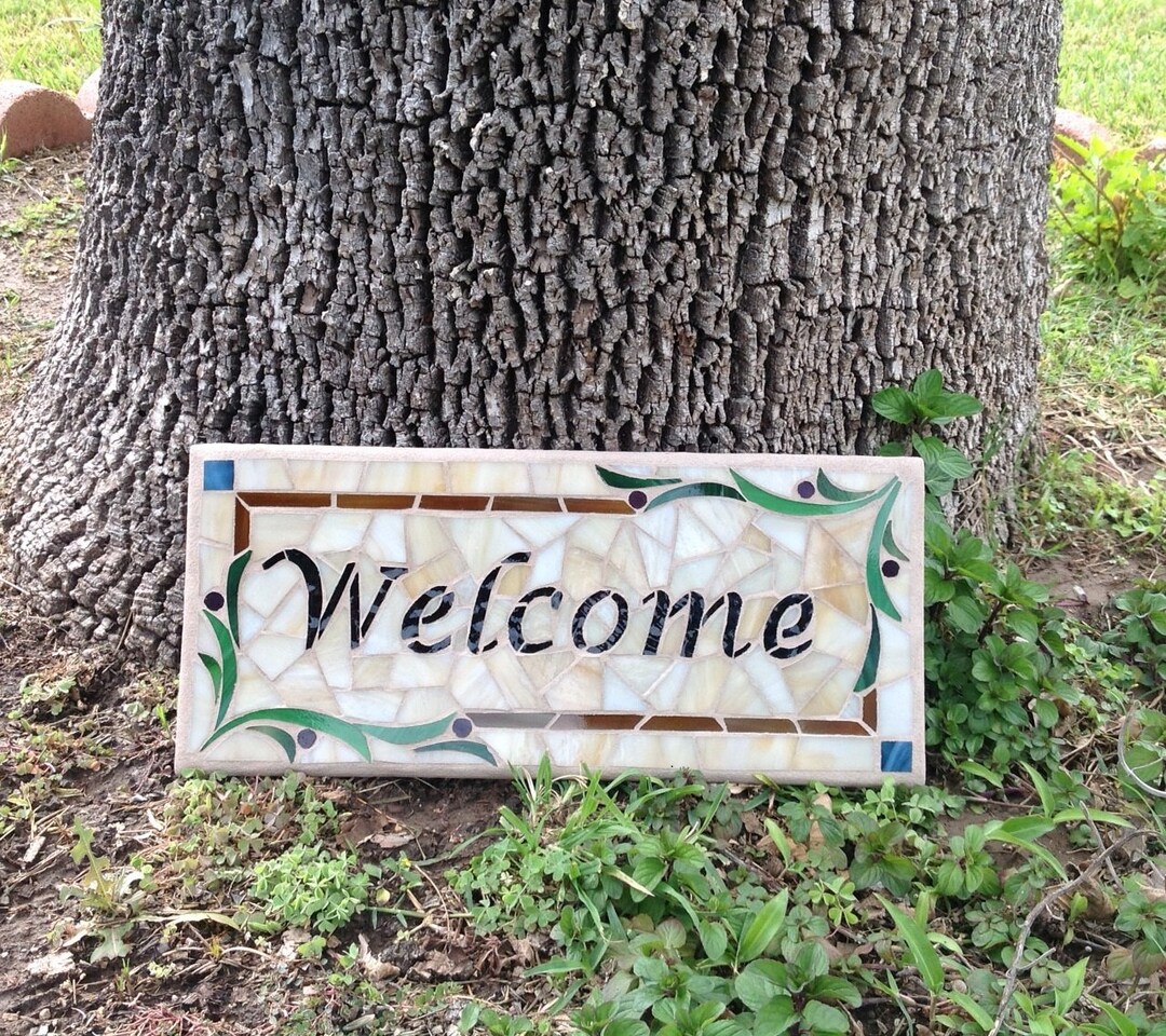 Welcome Sign, Wall Art Sign, Mosaic Welcome Sign, Tuscan Welcome Sign ...