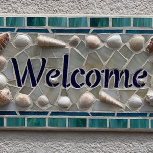Mosaic Welcome Sign, Mosaic Sign, Welcome Sign, Hand Made Welcome Sign ...