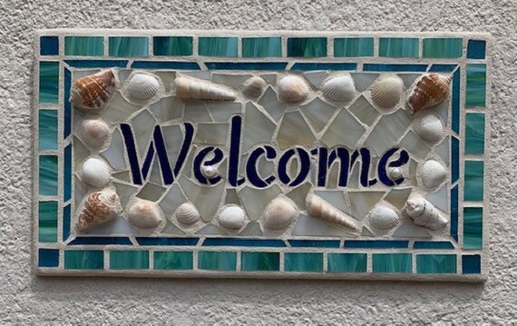 Mosaic Welcome Sign Mosaic Sign Welcome Sign Hand Made | Etsy
