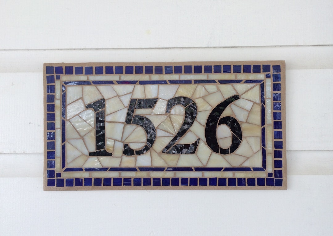 Mosaic House Numbers, Stained Glass House Numbers Plaque, Unique Mosaic ...