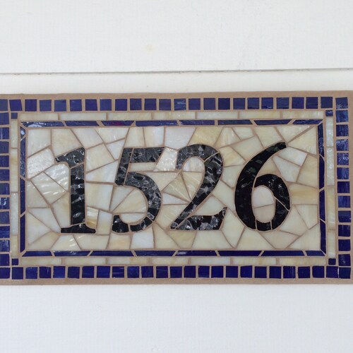 Custom House Numbers Stained Glass on Glass Mosaic - Etsy