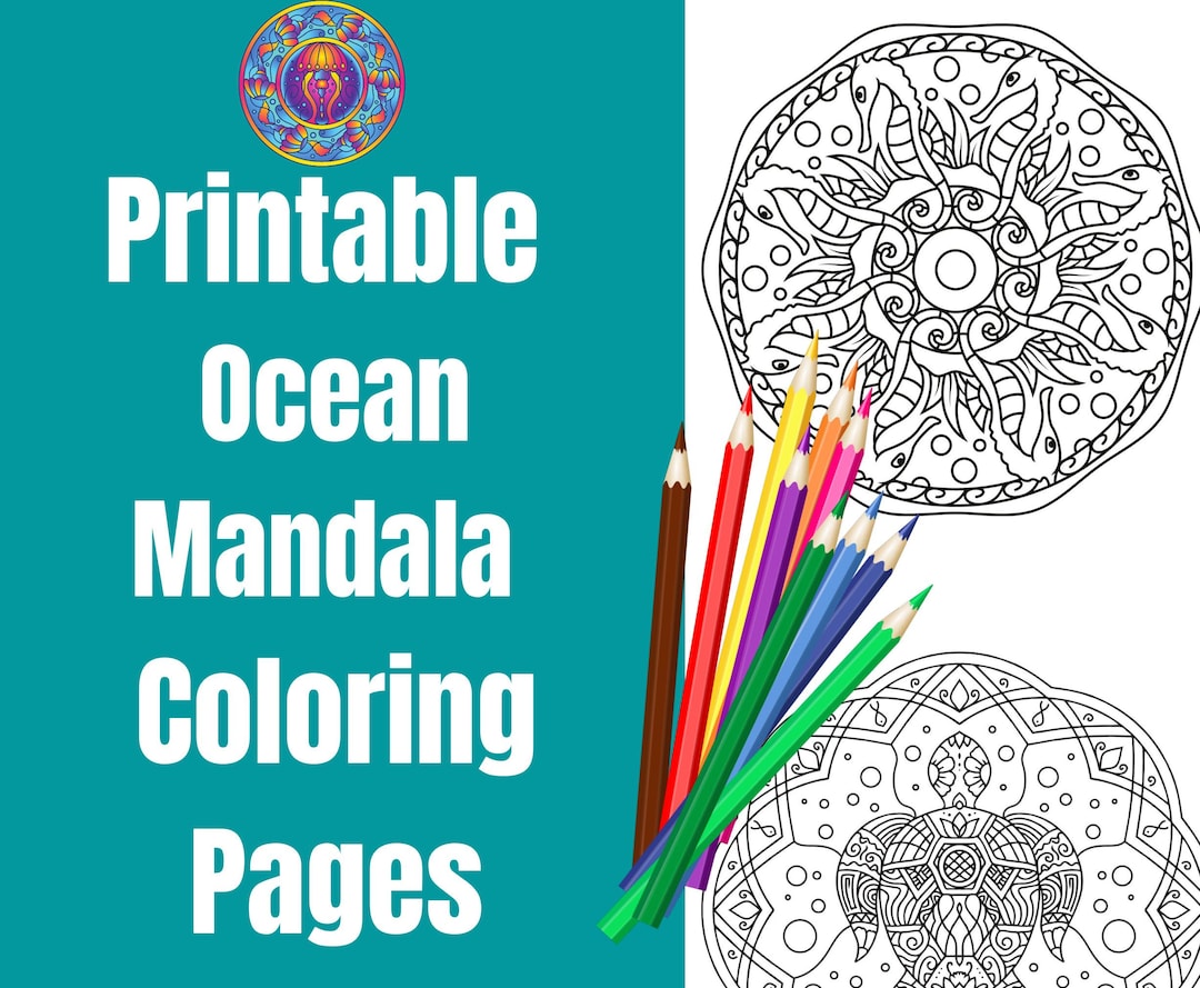 24 Printable Ocean Mandalas | Digital Adult Coloring Pages | Ocean ...