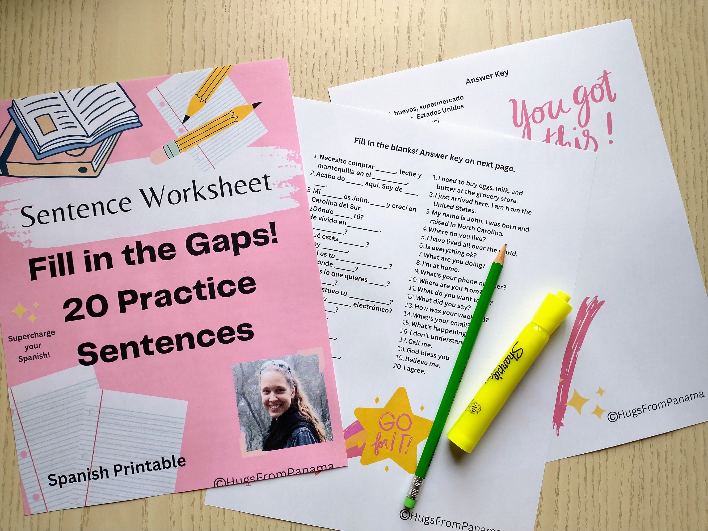 Fill in the Gaps Worksheet, 20 Practice Sentences Spanish PDF Printable ...