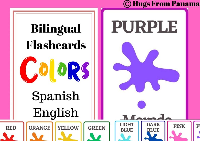 Bilingual Spanish English Colors Vocabulary Flashcards for Kids ...