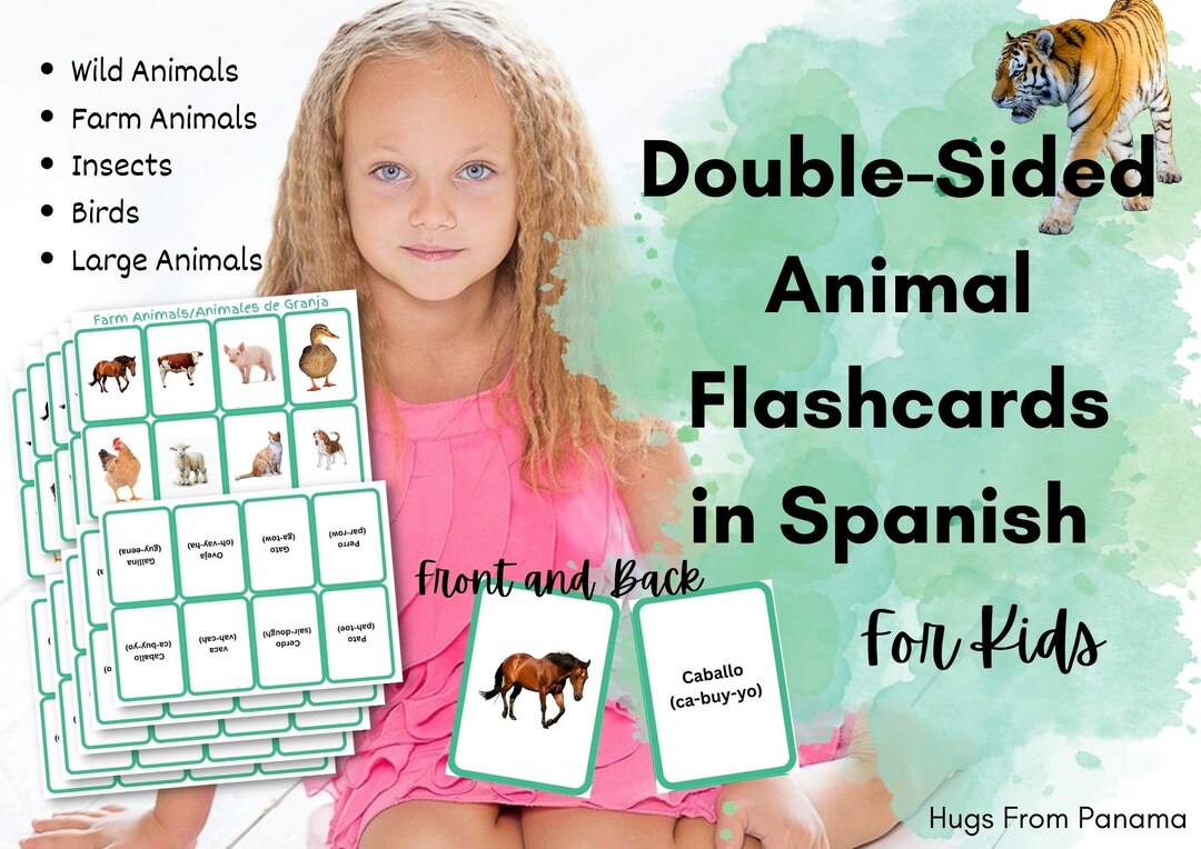 Tarjetas didácticas de animales en español a doble cara para imprimir ...