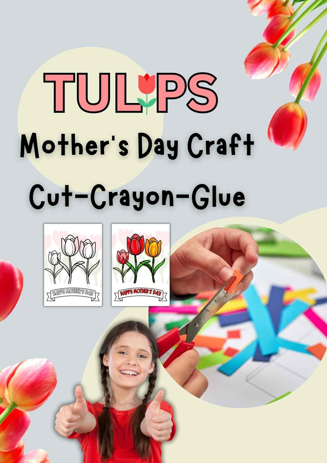 Mother's Day Tulip Flower Craft for Kids Classroom Activity Printable ...