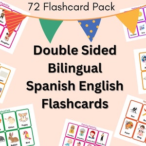 Front and Back Bilingual English Spanish Flashcards for Kids Printable ...