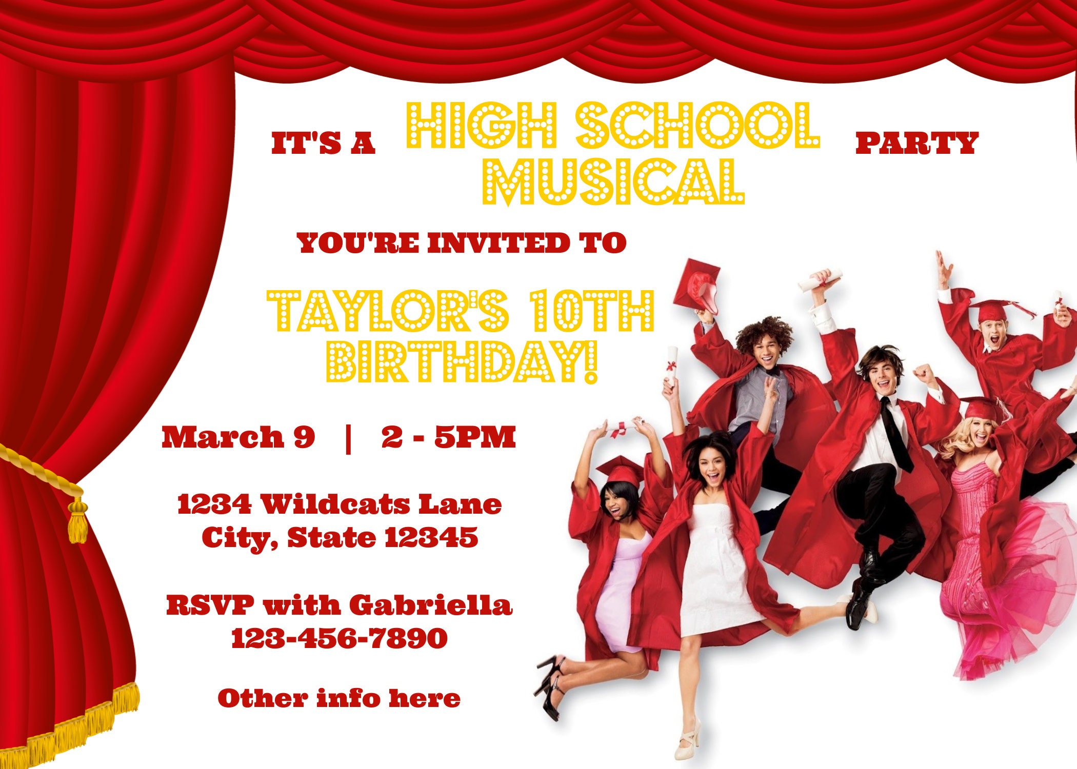 High School Musical Birthday Party Invitation for All Ages - Etsy