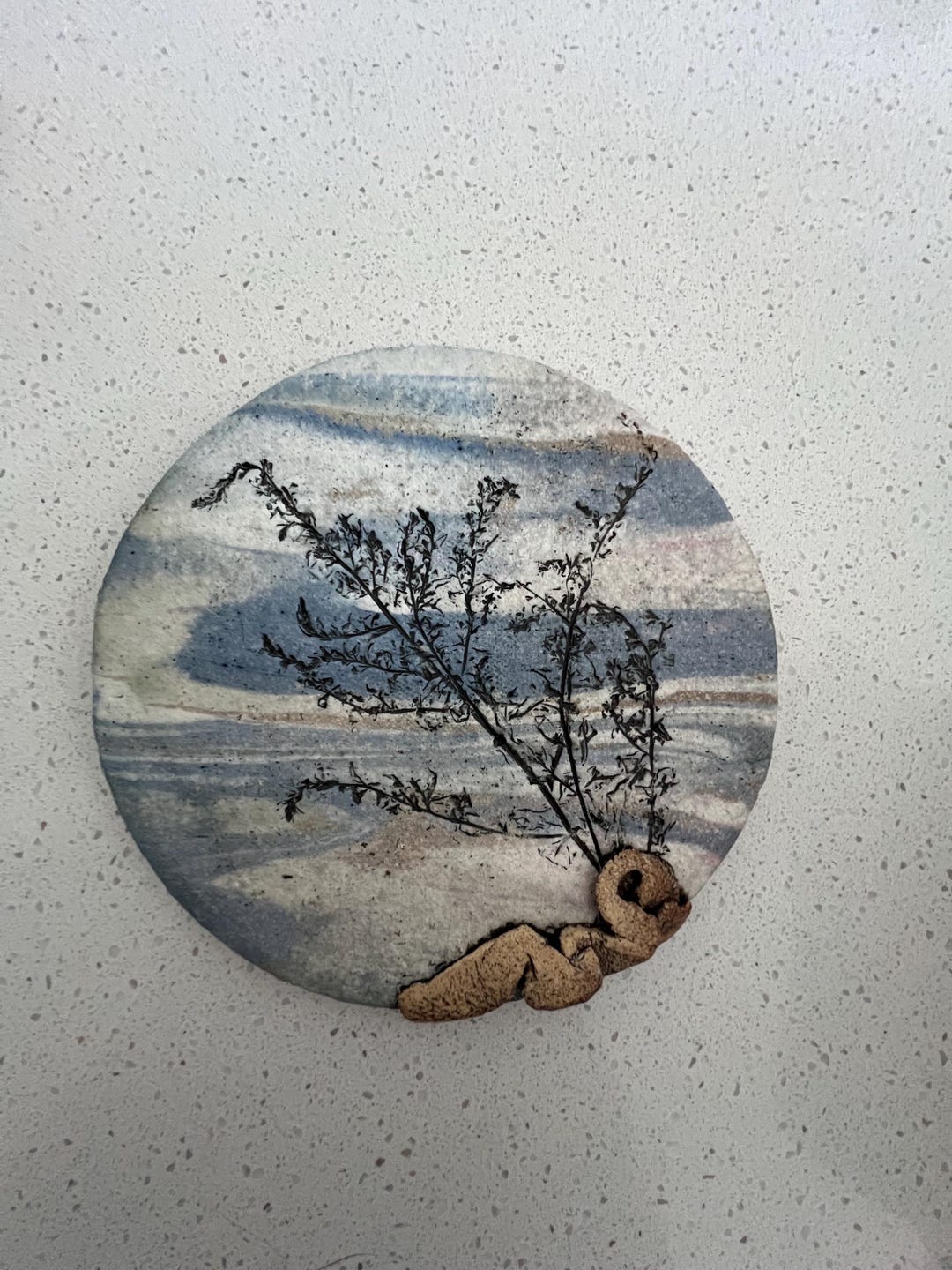Vtg Alan Steinberg Studio Art 6" Round Stoneware Pressed Wildflower ...